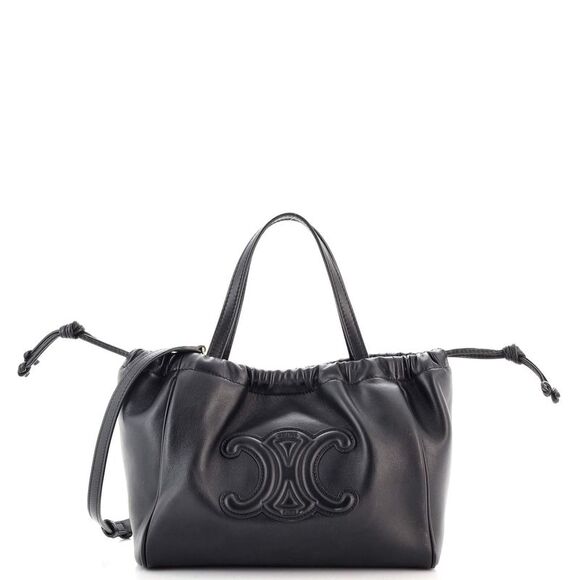Celine | Bags | Celine Cuir Triomphe Cabas Drawstring Tote Leather ...